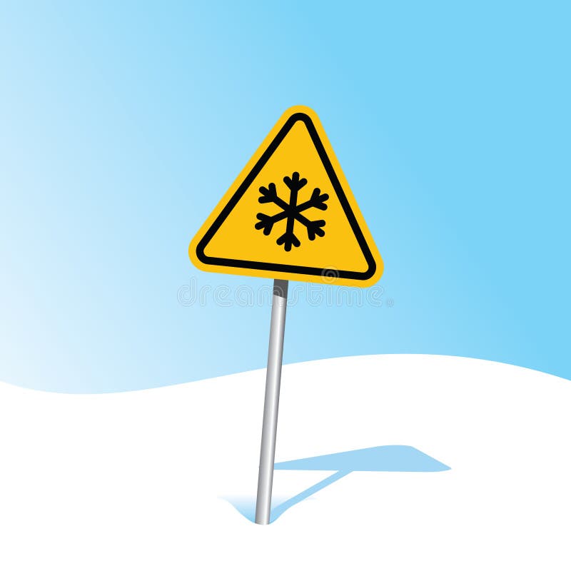 Warning Road Sign with Snowflake Stock Vector - Illustration of protect ...
