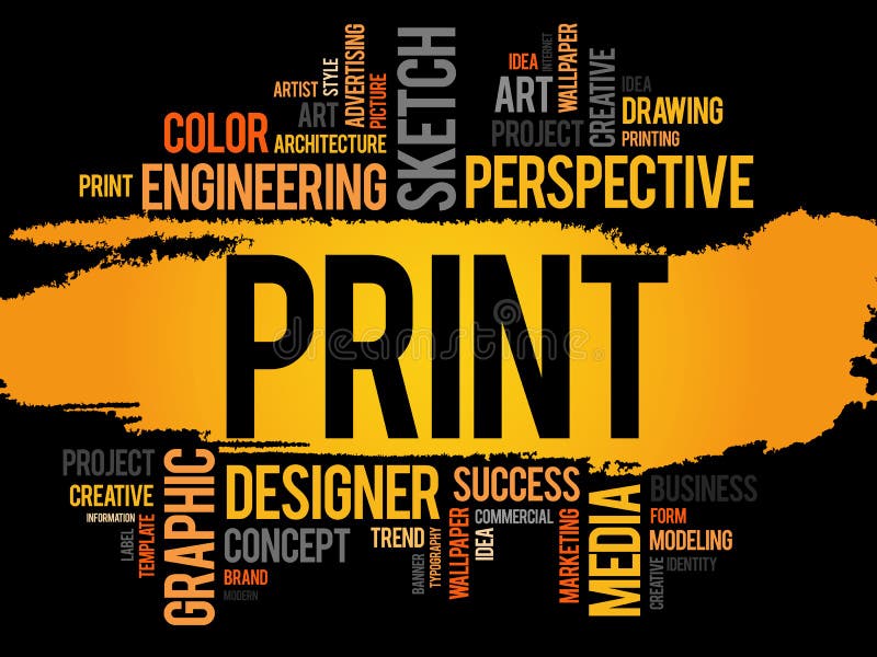 PRINT word cloud stock illustration. Illustration of publish - 200157688