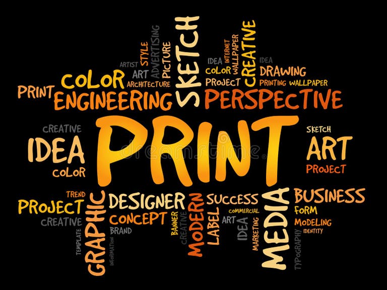 PRINT word cloud stock illustration. Illustration of cloud - 200227602