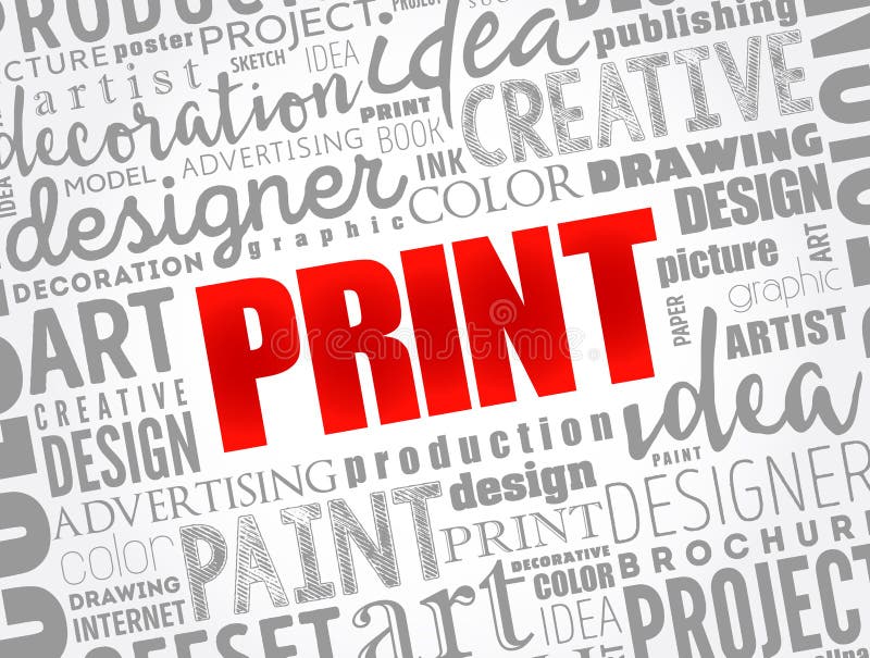 PRINT Word Cloud, Creative Business Concept Background Stock ...