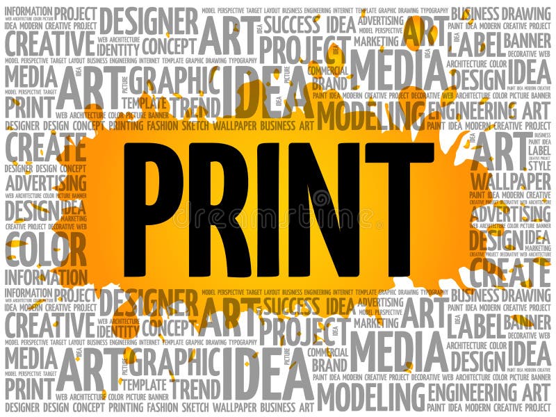 PRINT Word Cloud, Creative Concept Stock Photo - Image of journal ...