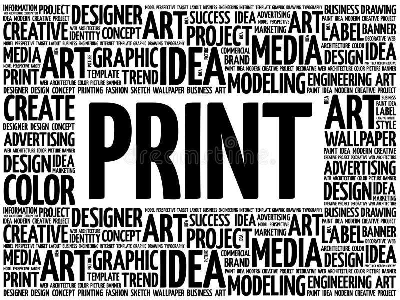 PRINT word cloud stock illustration. Illustration of brochure - 199114994