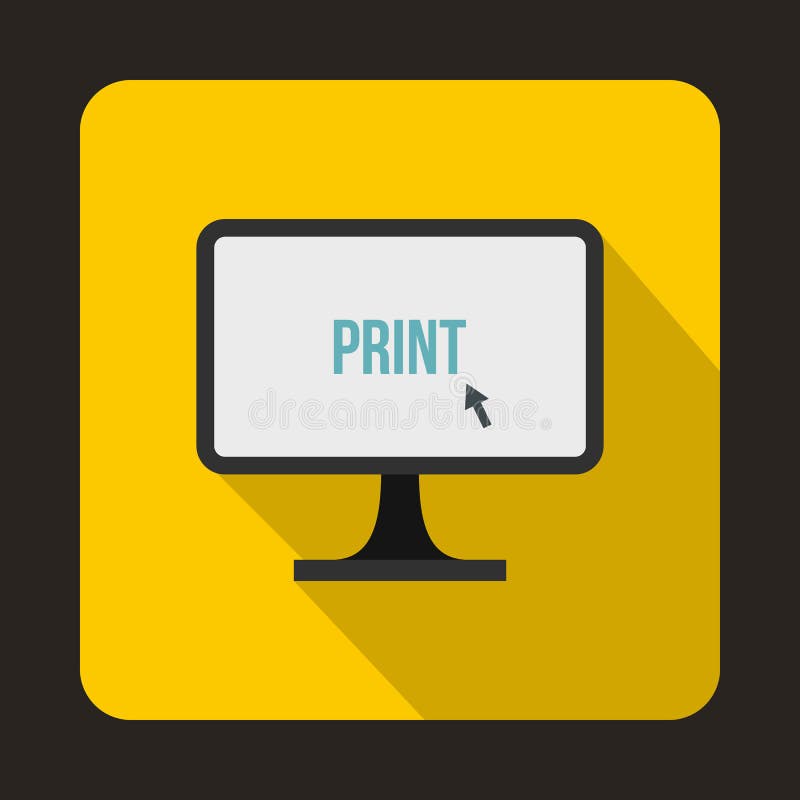 Print Word on a Computer Monitor Icon, Flat Style Stock Vector ...