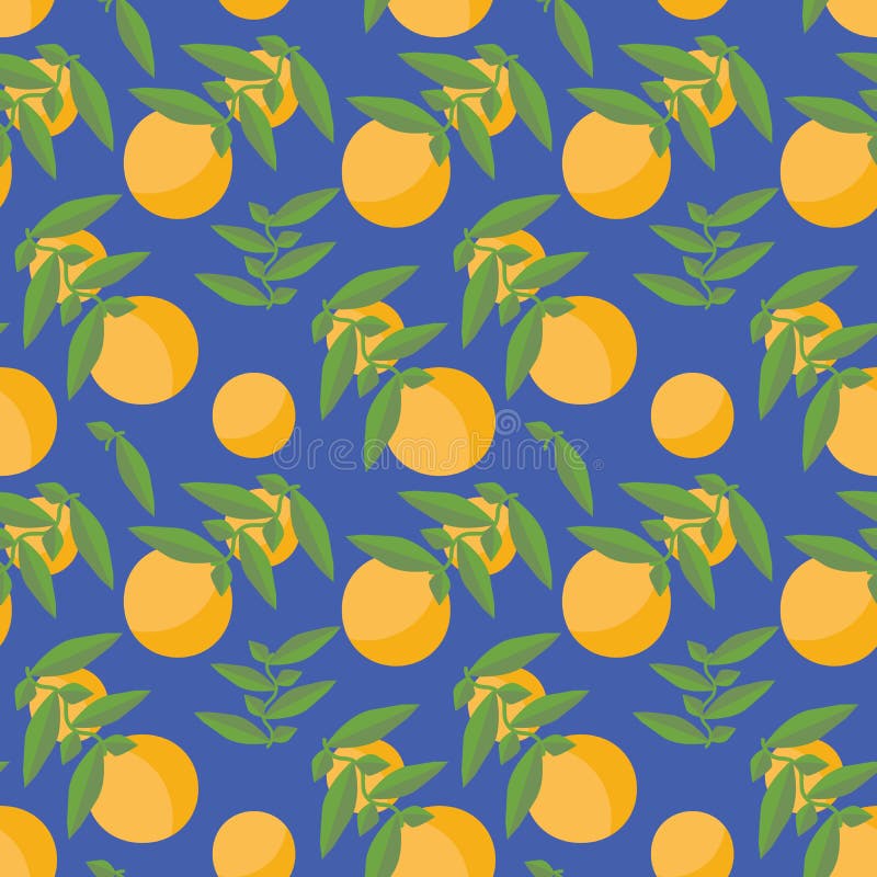 Seamless Repeat Pattern Orange Fruit with Leaves Close Up Stock Vector ...
