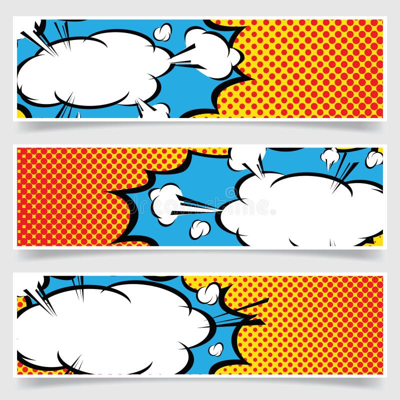 Yellow Background Pop-art Explosion Bubble Set. Stock Vector ...