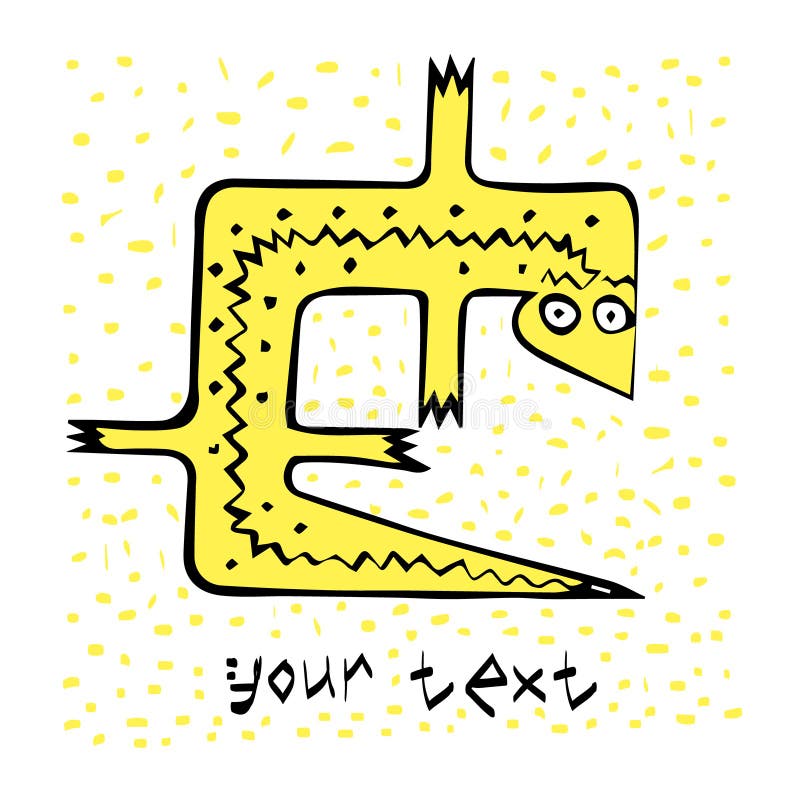 Print with yellow lizard stock vector. Illustration of black - 73790062