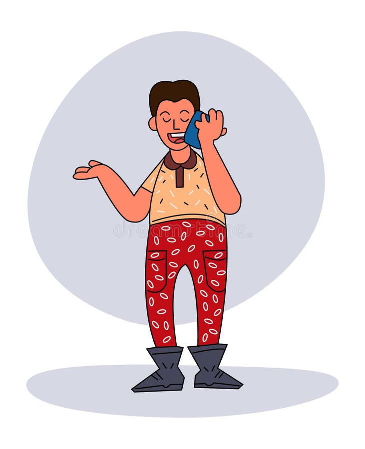 Young Cheerful Man Talking on the Phone Stock Illustration ...
