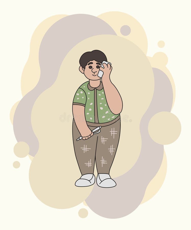 A Young Friendly Man is Talking on the Phone. Stock Illustration ...