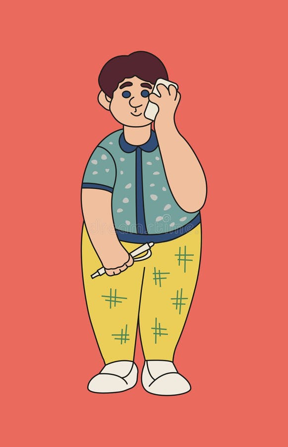 A Young Friendly Man is Talking on the Phone. Stock Illustration ...