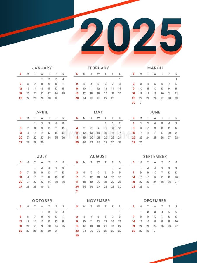 Printable 2025 Desk Calendar Layout with Floral Decoration Stock Vector ...