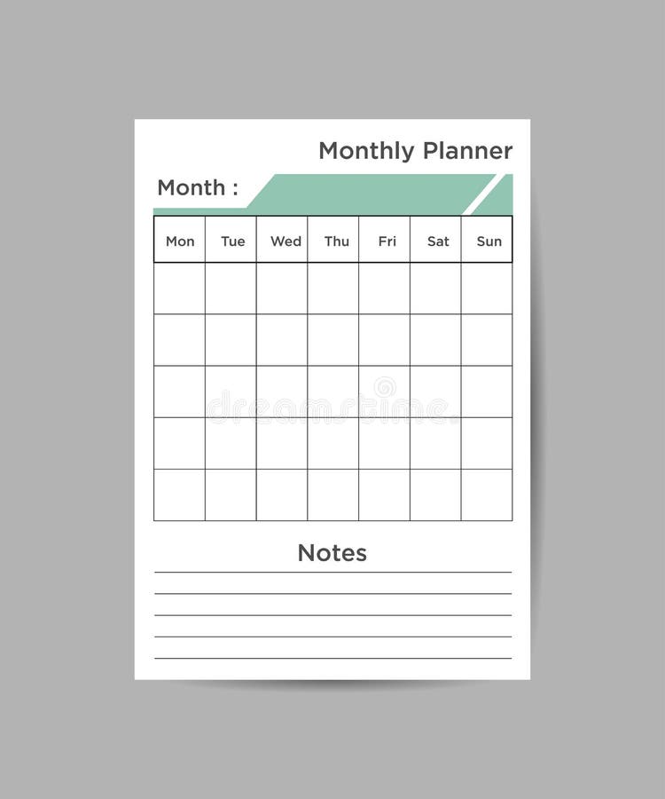 Printable Basic Monthly Planner Blank Template Stock Vector - Illustration of basic, list: 255342174
