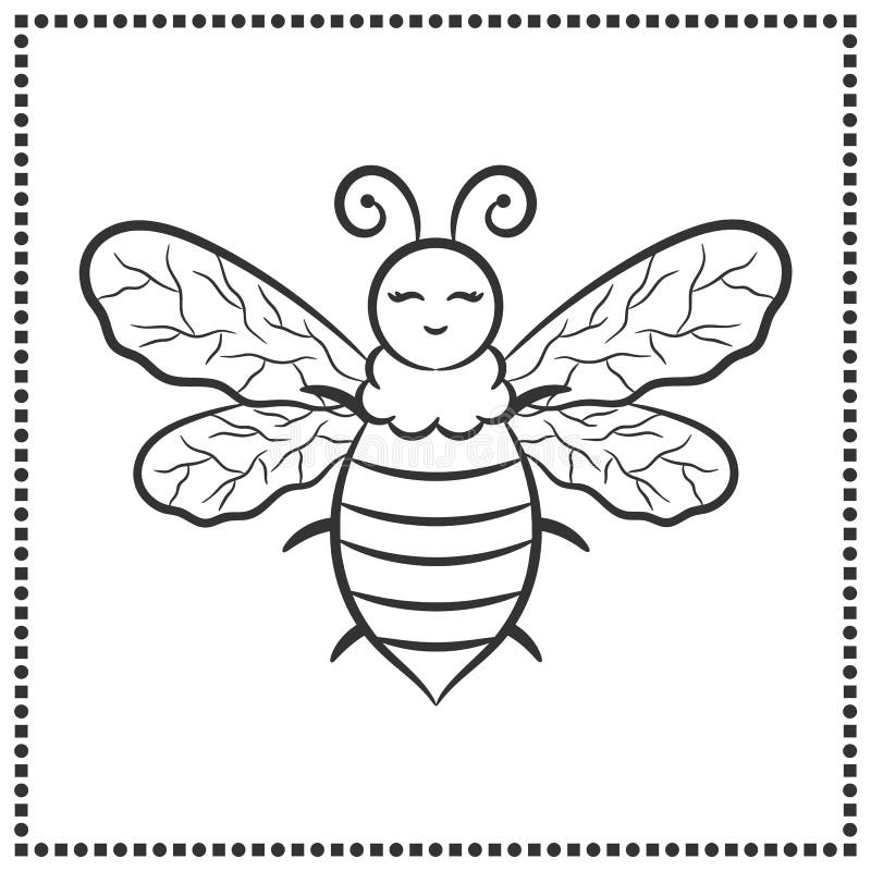 Printable Bee Sketch for Coloring Stock Vector - Illustration of sketch ...