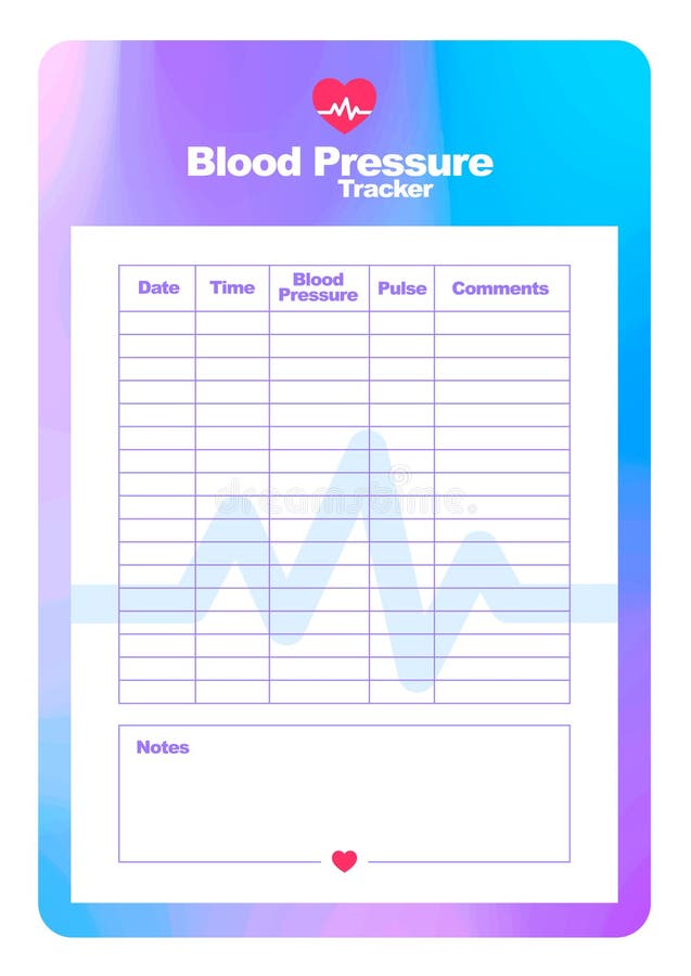 Printable Blood Pressure and Heart Pulse Template Stock Vector ...