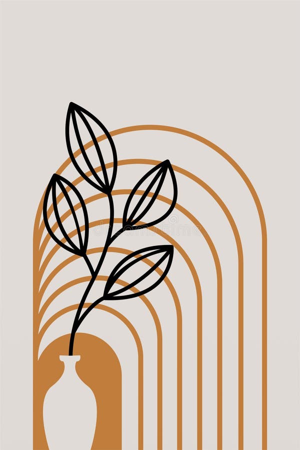 Printable Botanical Boho Shapes Wall Decor Stock Illustration ...