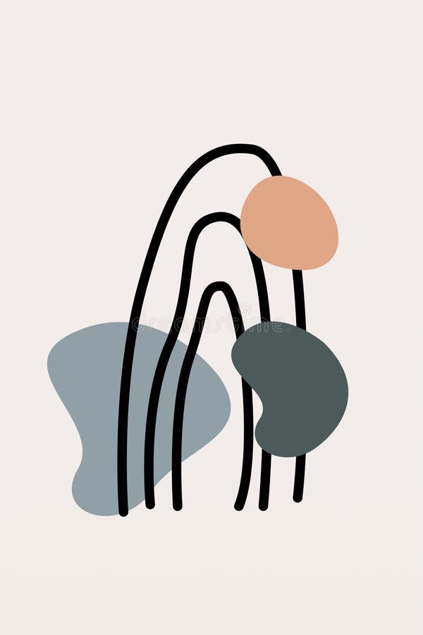 Printable Botanical Boho Shapes Wall Decor Stock Illustration ...