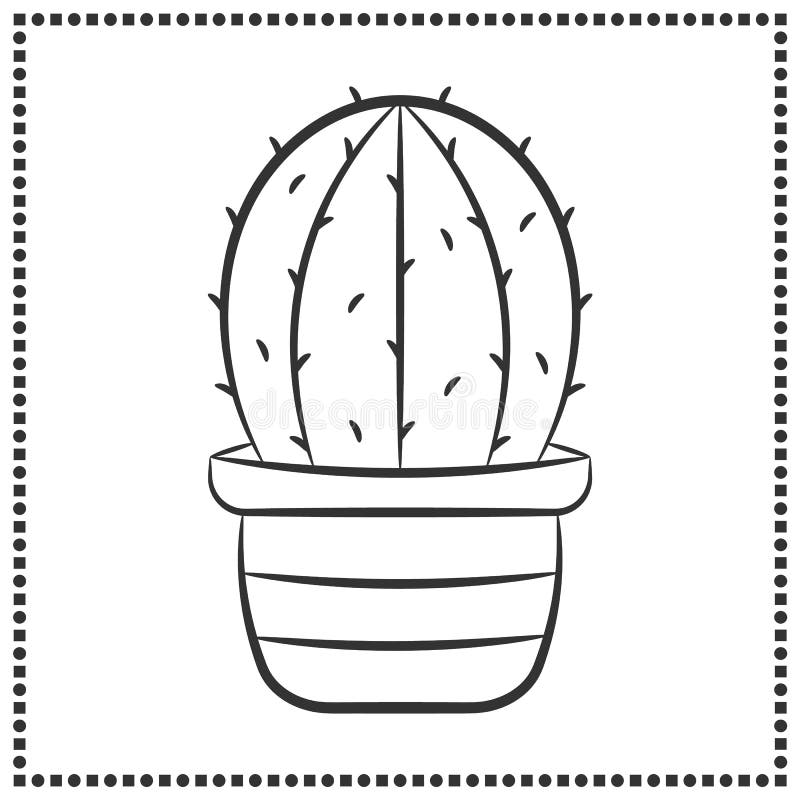 Printable Cactus Sketch for Coloring Stock Vector - Illustration of ...