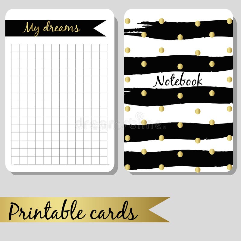 Printable Cards for Notes, Design Notebook Black Stock Vector ...