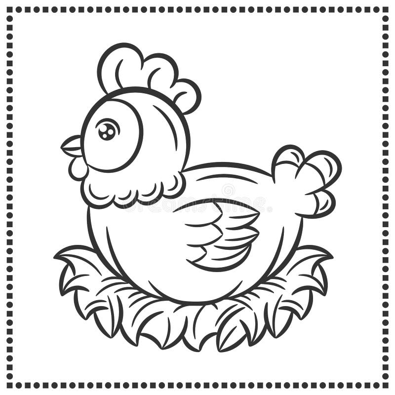 Printable Chicken Sketch for Coloring Stock Vector - Illustration of ...