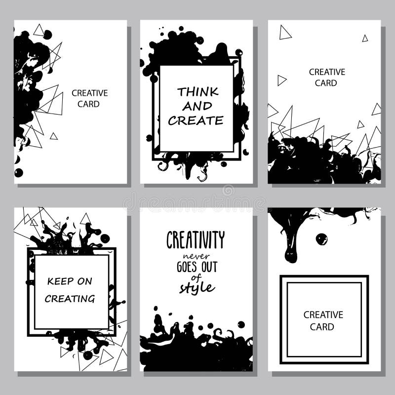 Printable Collection of Creative Freehand Cards. Hand Drawn Text Stock ...