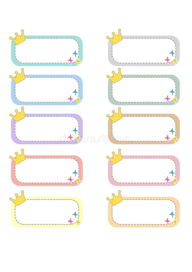 Printable Colorful Crown Sticker Labels Design Template Stock ...