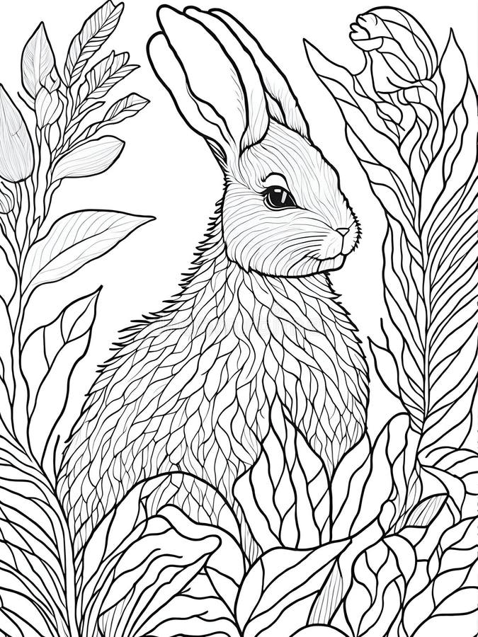Coloring page of rabbit stock illustration. Illustration of person ...