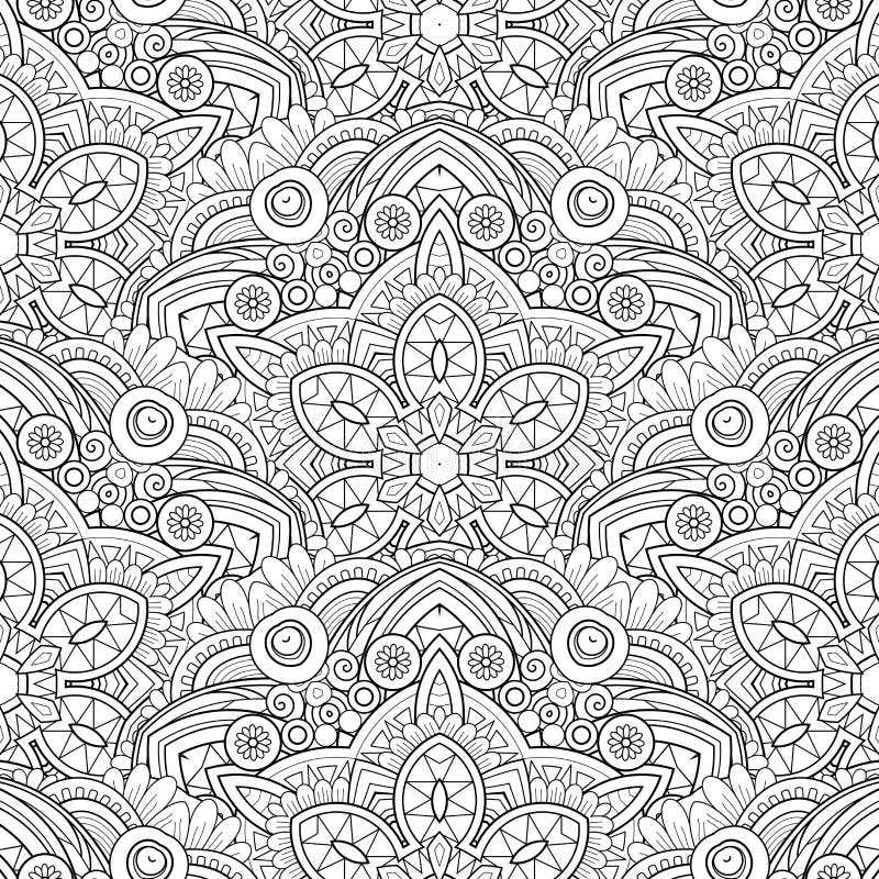 Vector Seamless Monochrome Pattern. Printable Coloring Pages. Stock ...