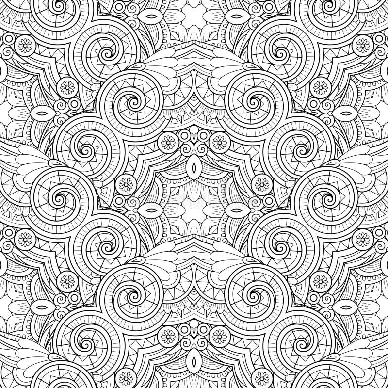 Vector Seamless Monochrome Pattern. Printable Coloring Pages. Stock ...