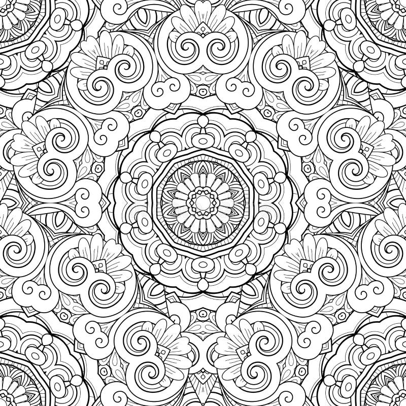 Vector Seamless Monochrome Pattern. Printable Coloring Pages. Stock ...