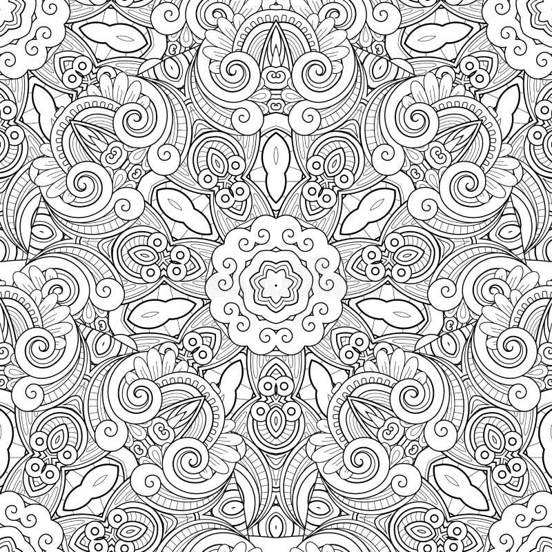 Vector Seamless Monochrome Pattern. Printable Coloring Pages. Stock ...