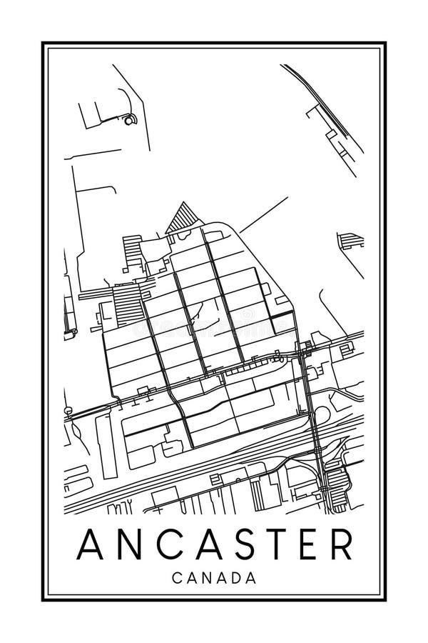 Poster Print Road Map of the Canadian City of ANCASTER Stock Vector ...