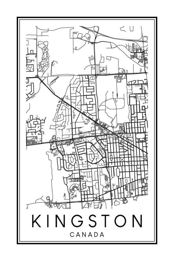 Poster Print Road Map of the Canadian City of KINGSTON Stock Vector ...