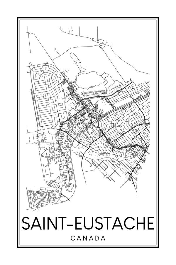 Poster Print Road Map of the Canadian City of SAINT-EUSTACHE Stock ...
