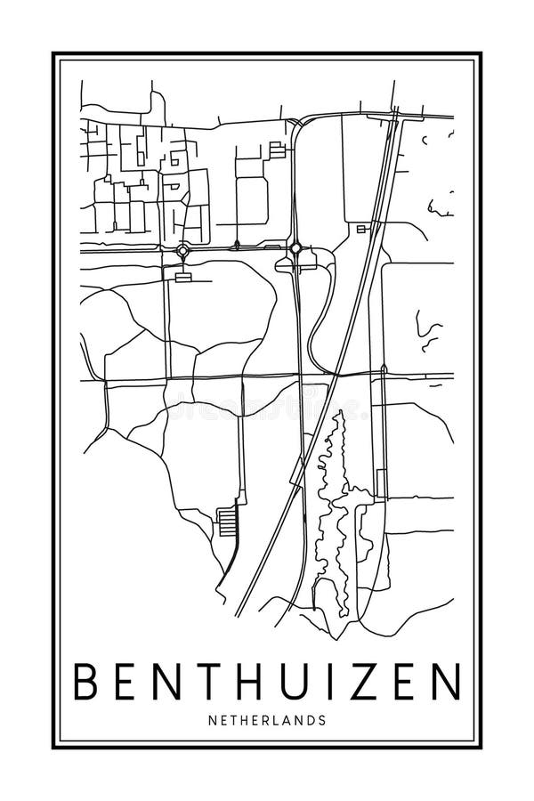Poster Print Road Map of the Dutch Town of BENTHUIZEN Stock ...