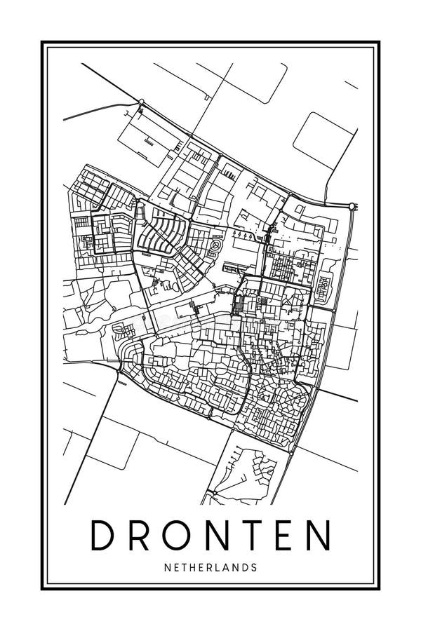 Poster Print Road Map of the Dutch Town of DRONTEN Stock Vector ...
