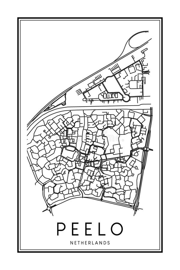 Poster Print Road Map of the Dutch Town of PEELO Stock Vector ...