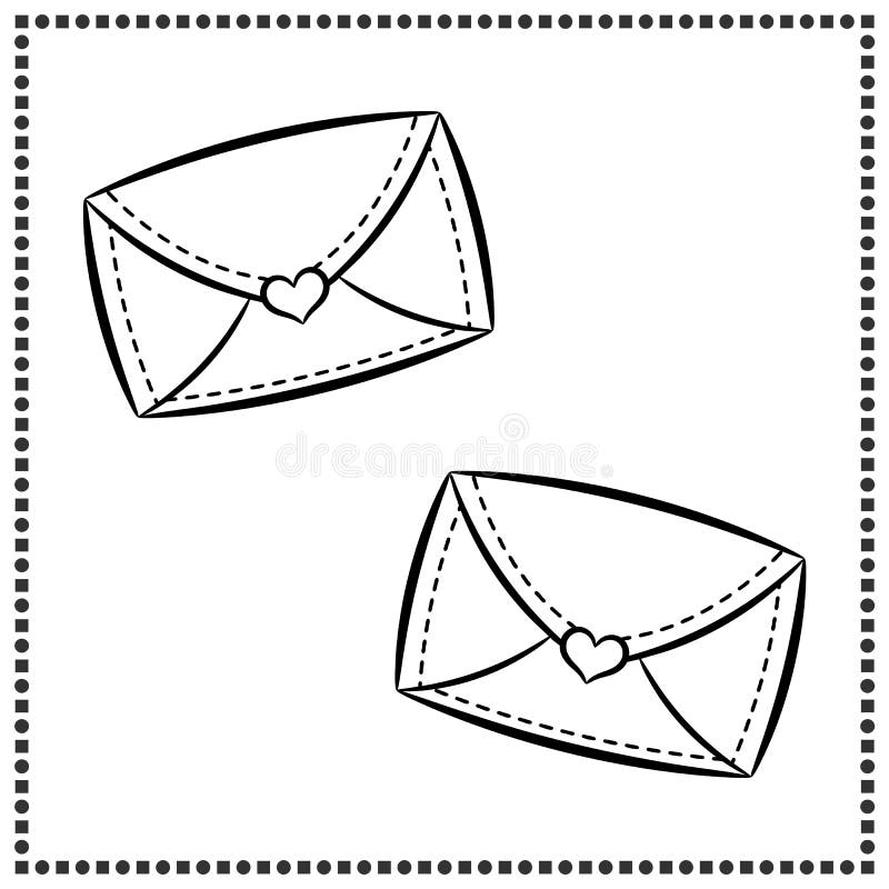 Printable Envelopes Sketch for Coloring Stock Vector - Illustration of ...