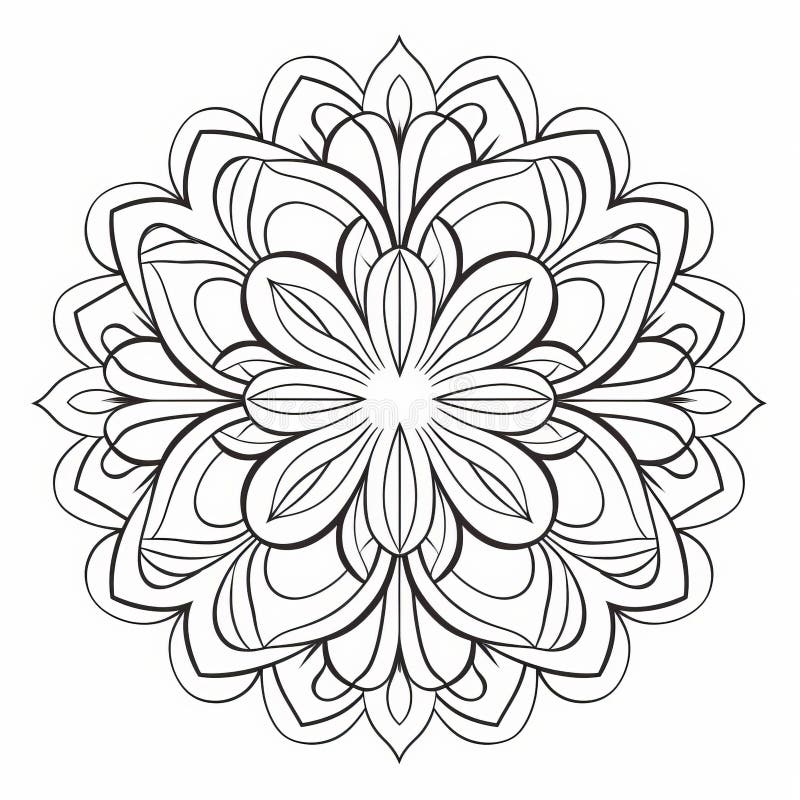 Printable Mandala Coloring Page with Emphasis on Negative Space Stock ...