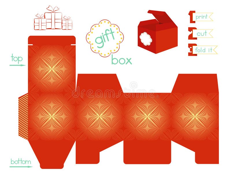 Printable Gift Box Christmas Season Stock Vector - Illustration of ...