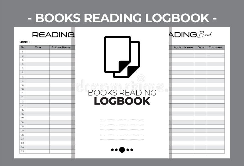 Printable KDP Books Reading Logbook Blank Vector Design Template Stock ...