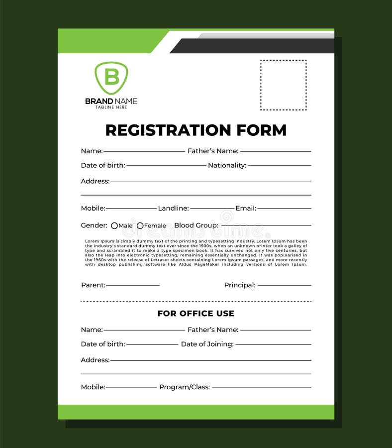 Printable KDP School Registration Form Vector Design Template Stock ...
