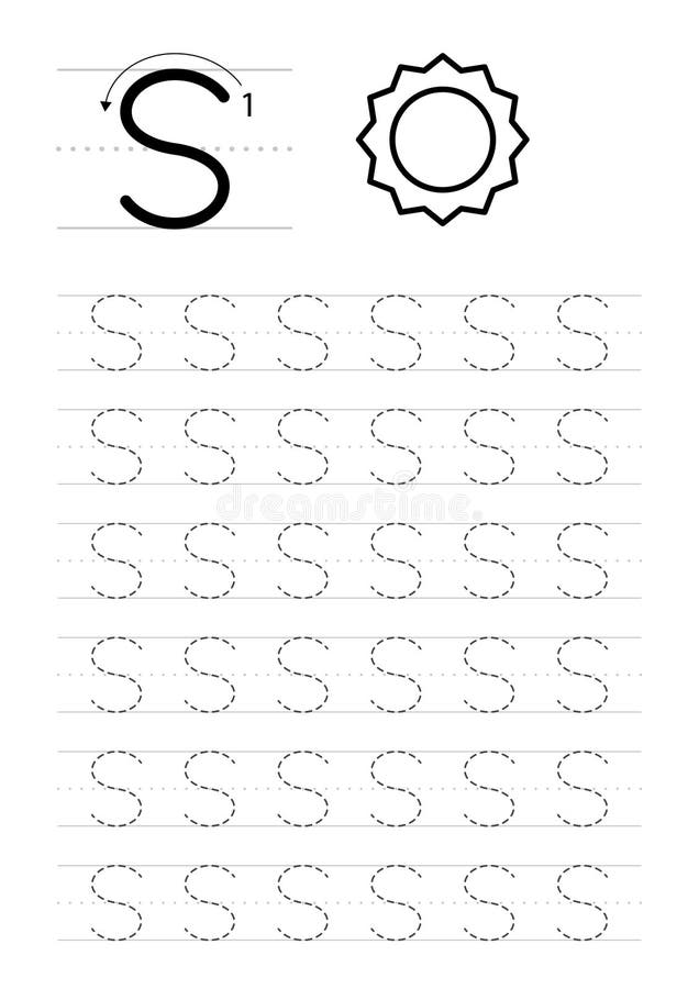 Printable Letter S Alphabet Tracing Worksheet Stock Vector ...