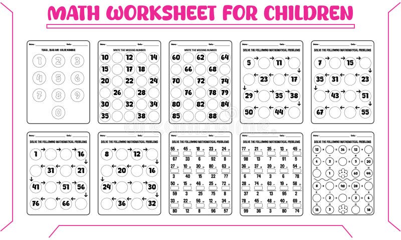 Printable Math Worksheets Stock Illustrations – 897 Printable Math ...