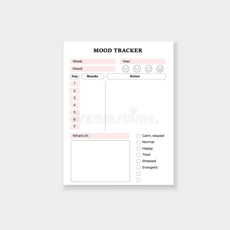 Printable Mood Tracker Stock Illustrations – 190 Printable Mood Tracker ...