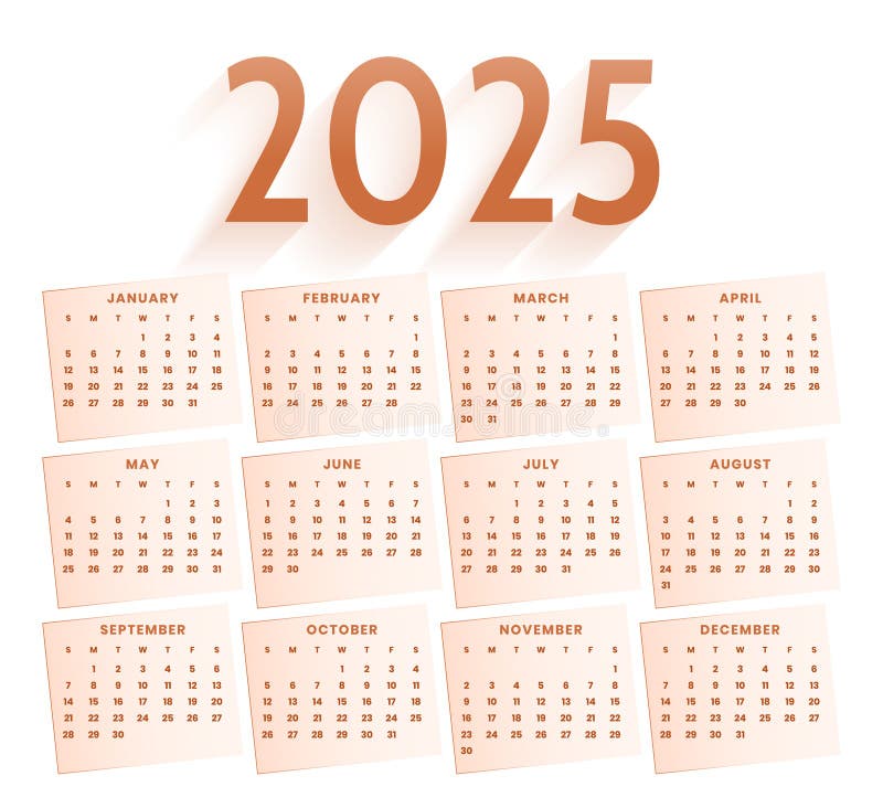 Printable 2025 New Year Calendar Template in Minimal Style Stock Vector ...