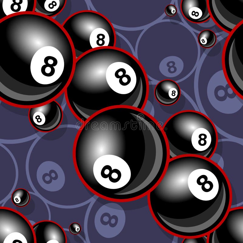Seamless Digital Pattern with Billiards Pool Snooker 8 Ball Icon. Stock ...