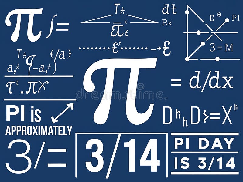 Printable Pi Day Chart Mit Formeln Und Mathematischen Symbolen Stock ...