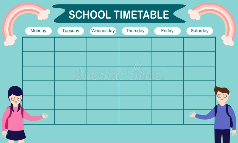 Kids School Planner Grafis. School Timetable for Student Stock Vector ...