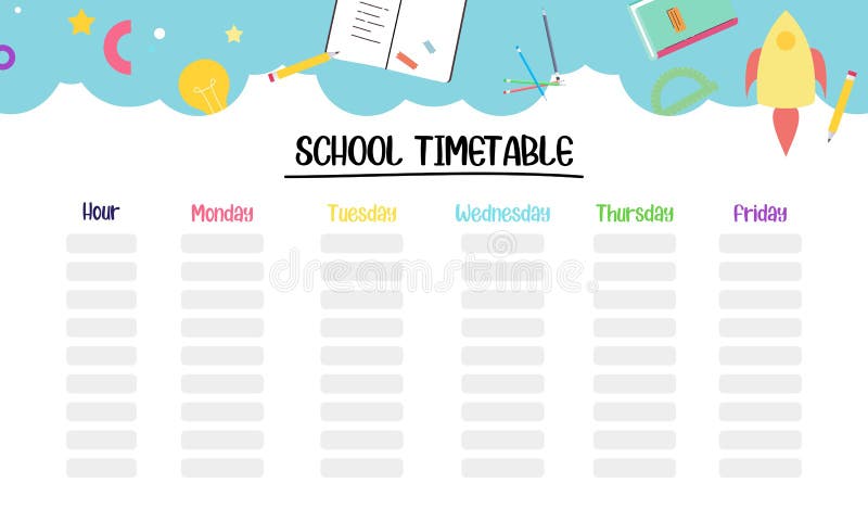 Kids School Planner Grafis. School Timetable for Student Stock Vector ...