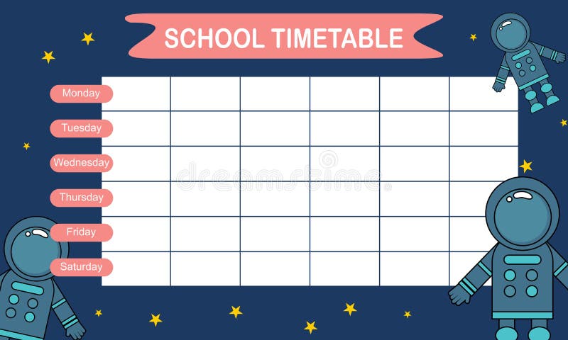 Kids School Planner Grafis. School Timetable for Student Stock Vector ...