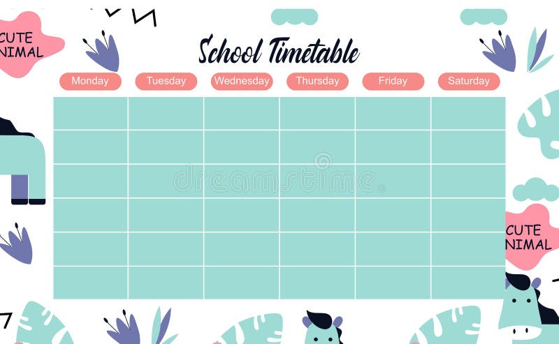 Kids School Planner Grafis. School Timetable for Student Stock Vector ...